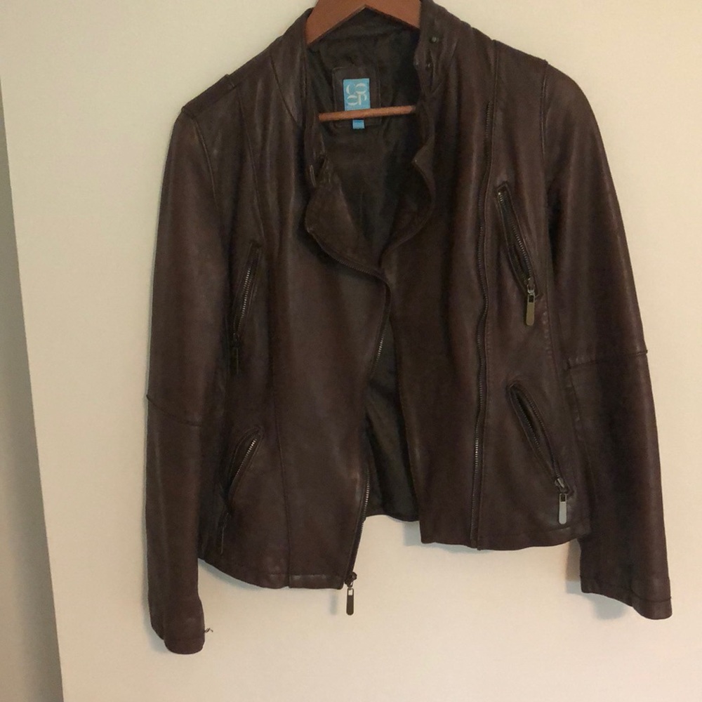 Beautiful Barneys Dark Brown Leather Jacket Small Euc - Gem